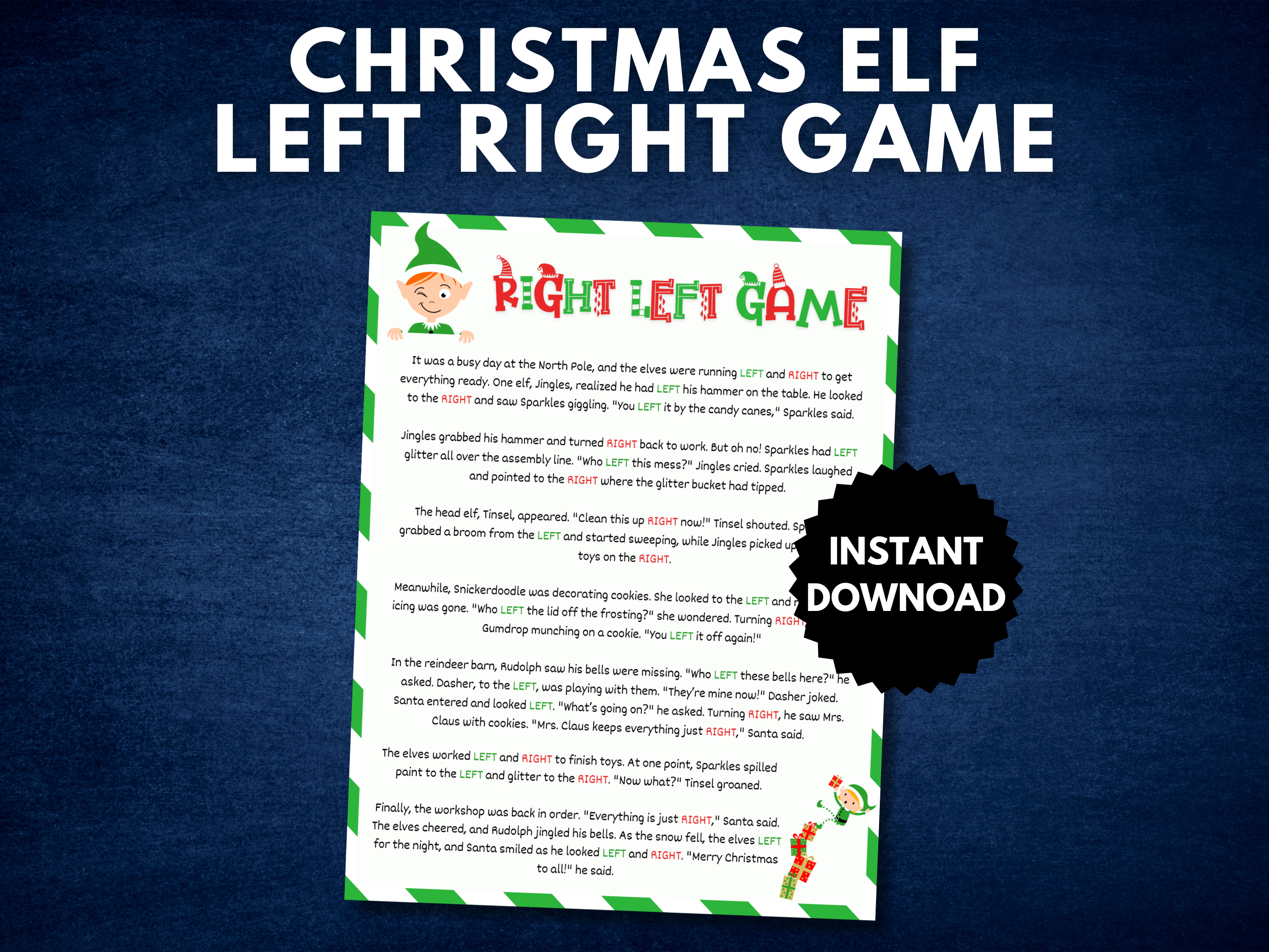 Christmas Elf Left Right Game – The Print Socialite